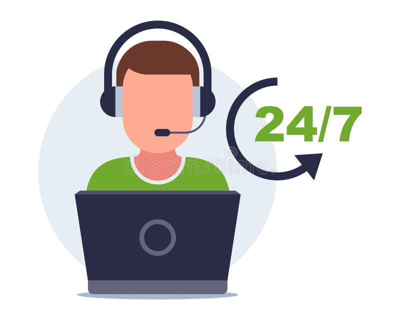 Live support 24 hours. stock vector. Illustration of twenty - 302712449