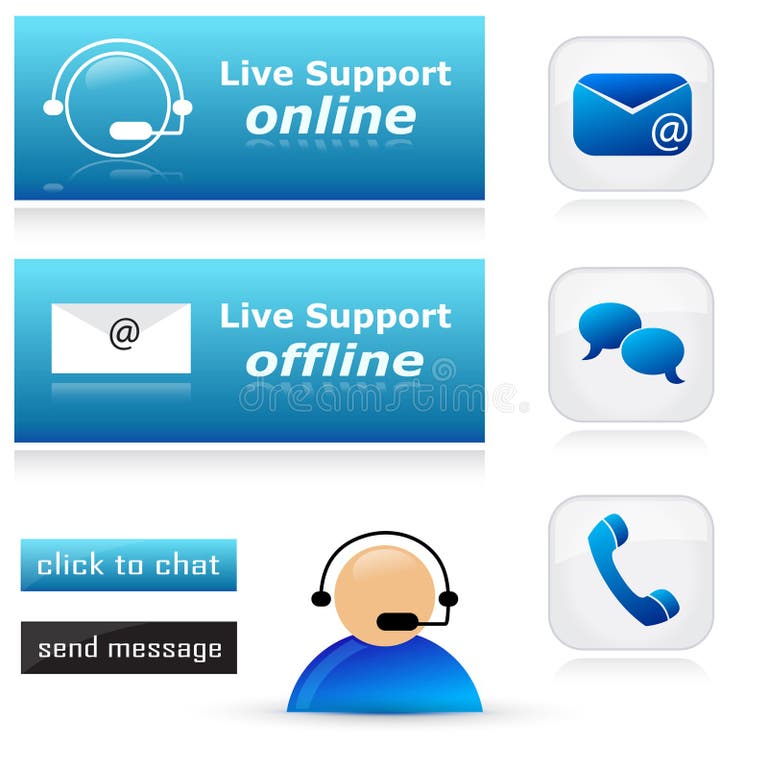 Live support icon set stock vector. Illustration of internet - 29826337