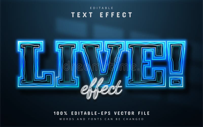 Live Text Effect Neon Style Stock Vector - Illustration of glow, music ...