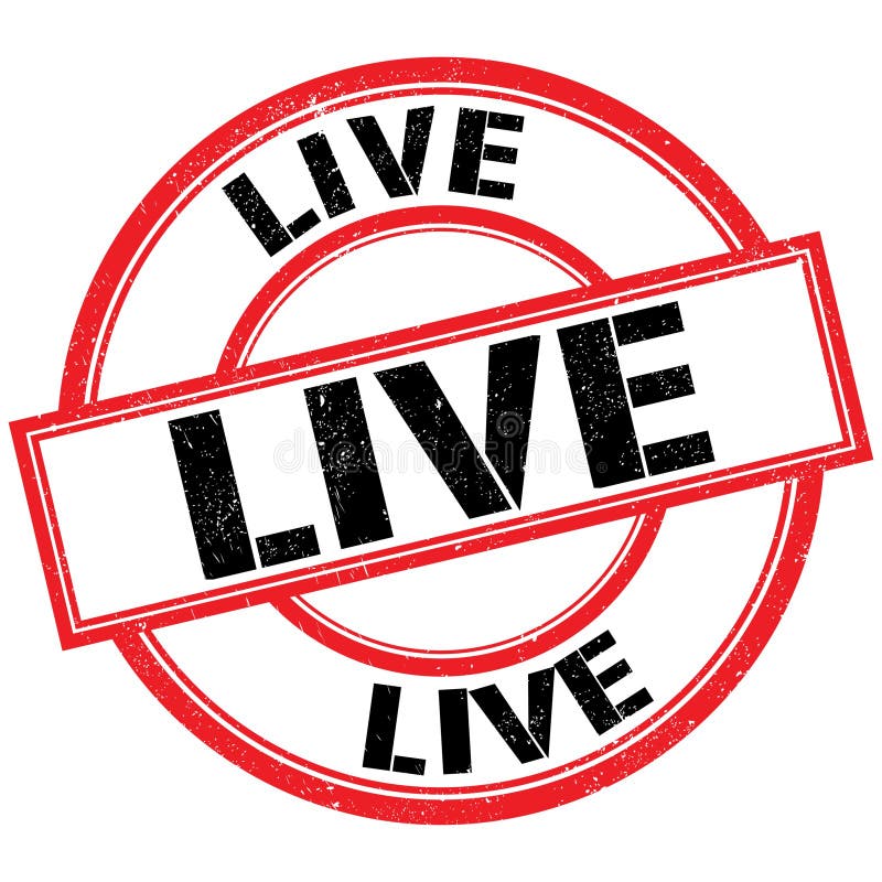 LIVE Text on Red-black Round Stamp Sign Stock Illustration ...