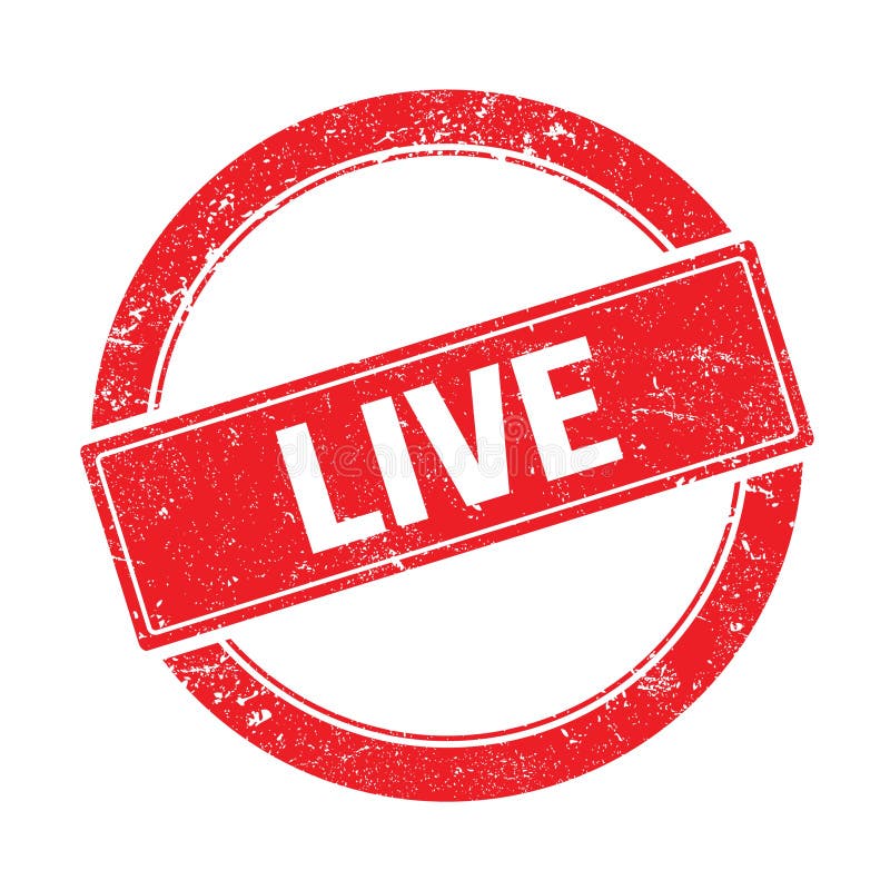 LIVE Text on Red Grungy Round Stamp Stock Illustration - Illustration ...