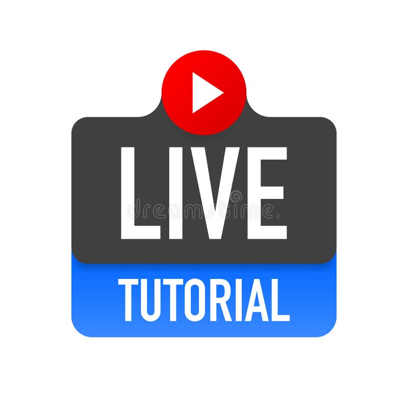 Live Tutorial Icon on White Background. Video Tutorial Banner. Stock ...