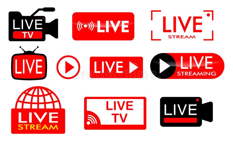 Set of Live Streaming Icon or Live Broadcasting Online Concepts. Eps 10 ...