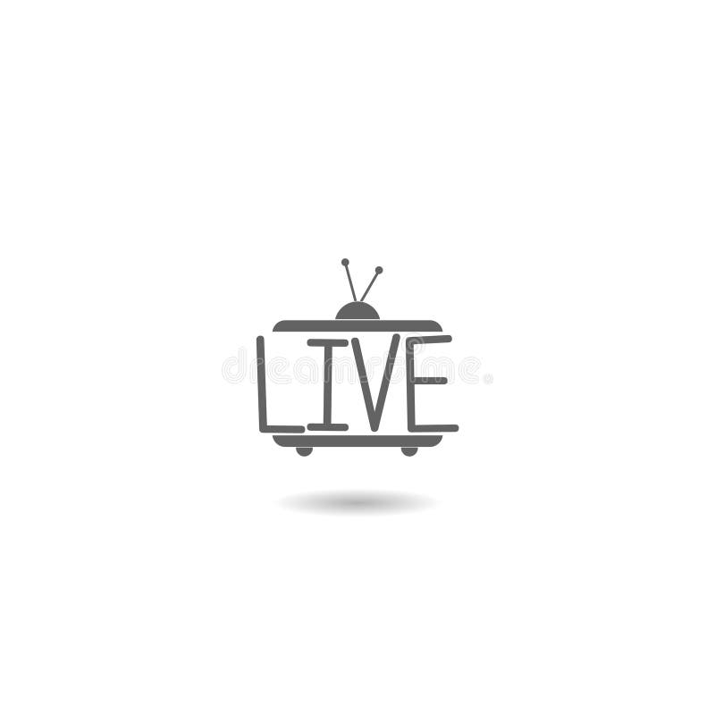 Live TV Logo Icon with Shadow Stock Vector - Illustration of live ...