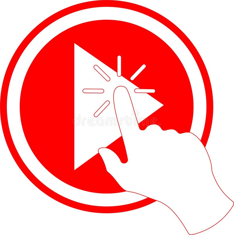 Live Video Stream with a Hand Icon, Play Button Shape Stock Vector ...