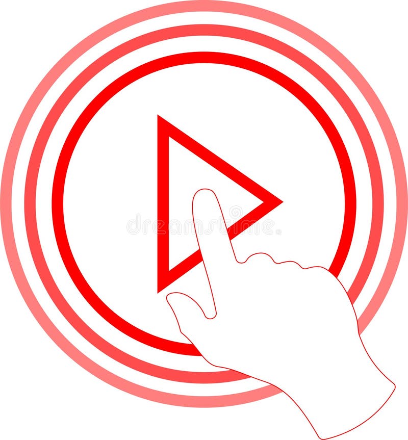 Live Video Stream with a Hand Icon, Play Button Shape Stock Vector ...