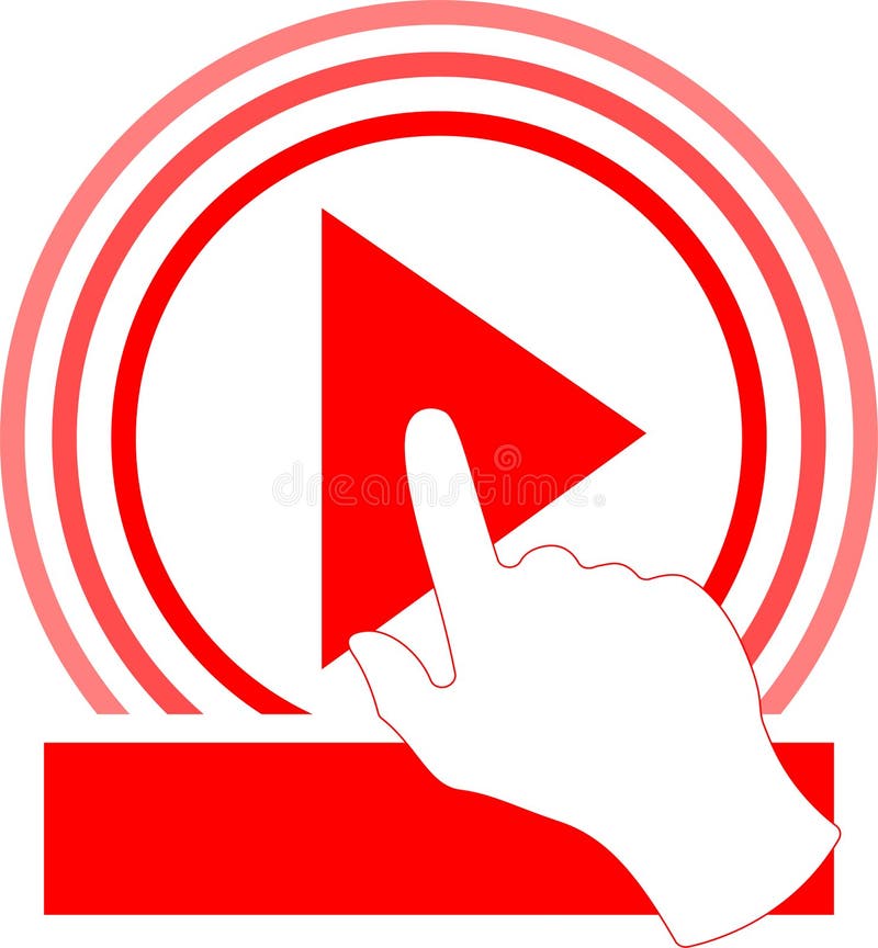Live Video Stream with a Hand Icon, Play Button Shape Stock Vector ...