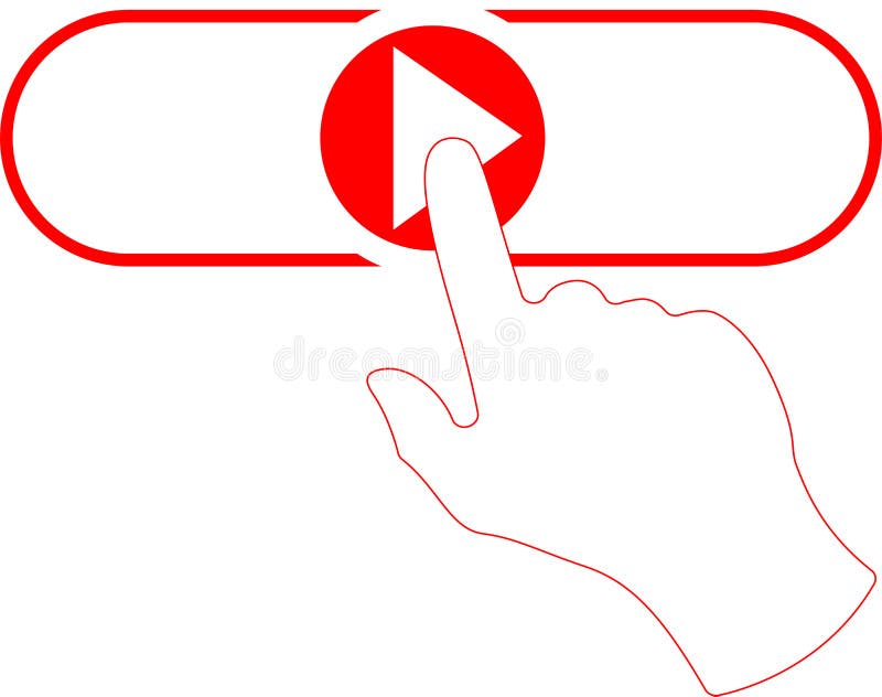 Live Video Stream with a Hand Icon, Play Button Shape Stock Vector ...