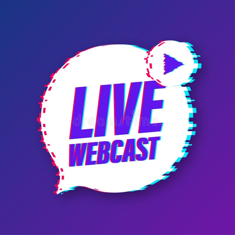 Live Webcast Button, Icon, Emblem. Glitch Icon. Vector Stock ...