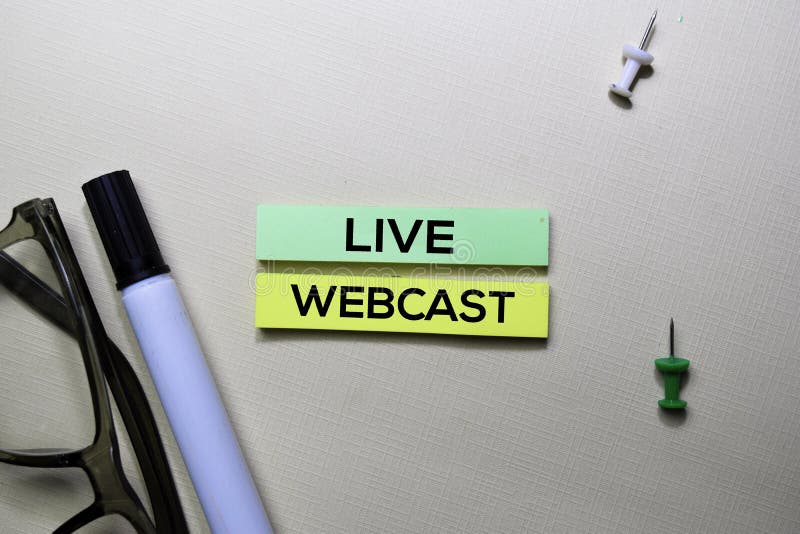 Live Webcast Text on Sticky Notes Isolated on Office Desk Stock Image ...