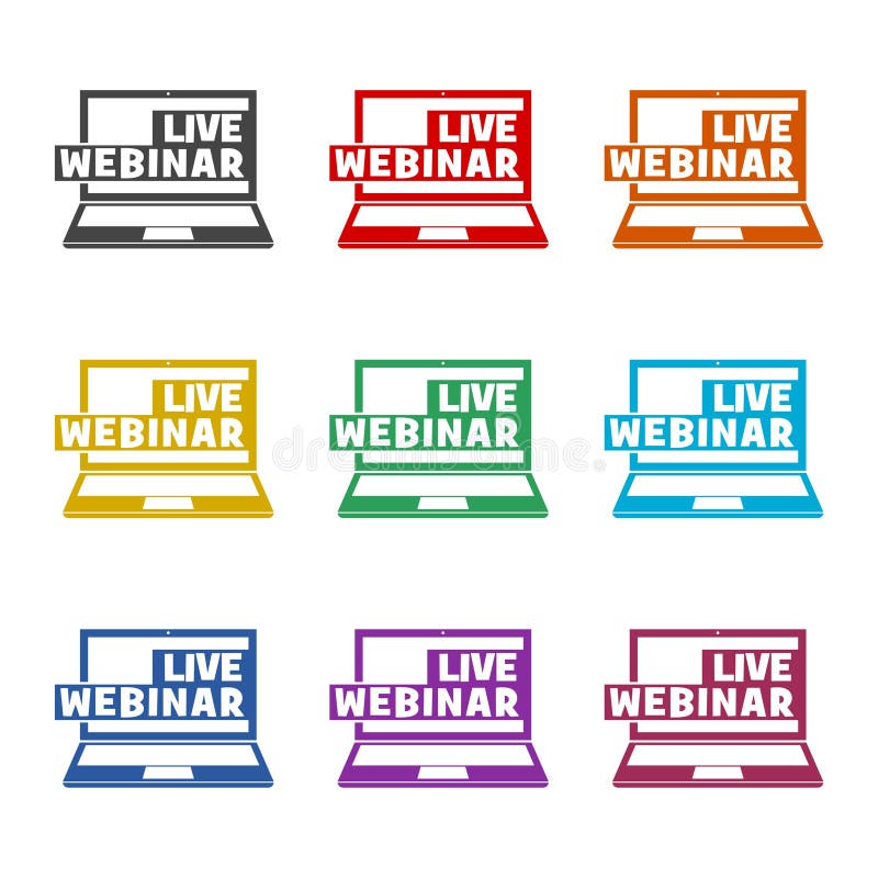 Live Webinar Icon Color Set Stock Vector - Illustration of button ...