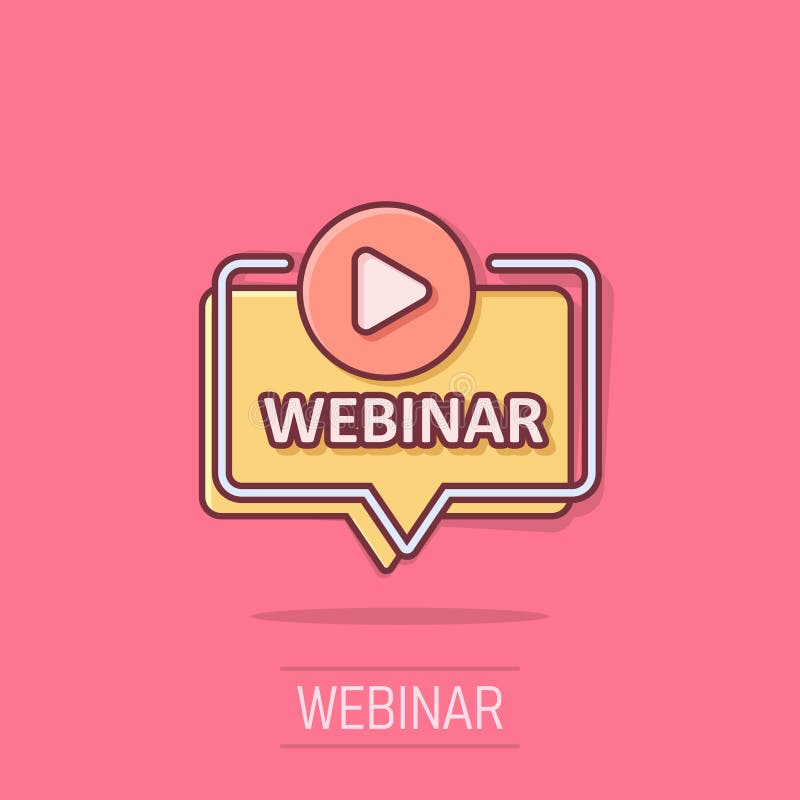 Live Webinar Icon in Comic Style. Online Training Cartoon Vector ...