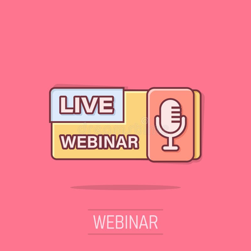 Live Webinar Icon in Comic Style. Online Training Cartoon Vector ...