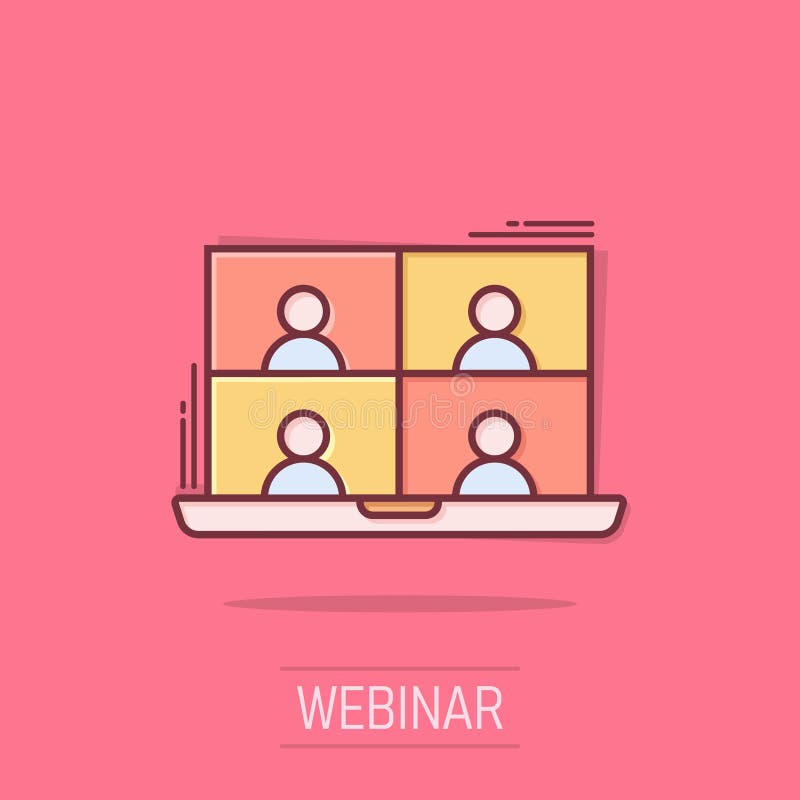 Live Webinar Icon in Comic Style. Online Training Cartoon Vector ...