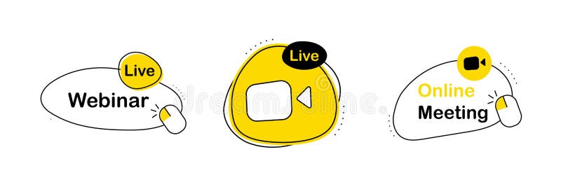 Live Webinar Label Icon Set. Stream Line Emblems Stock Vector ...