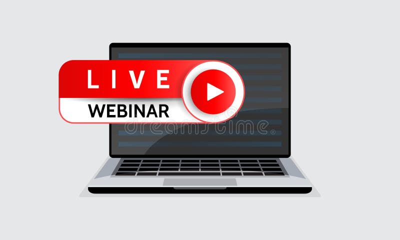 Live Webinar, Lecture Play Online Button. Laptop Notebook Computer ...