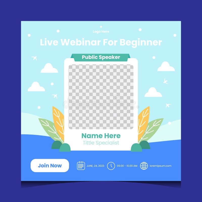 Live Webinar Social Media Post Template Design. Stock Vector ...