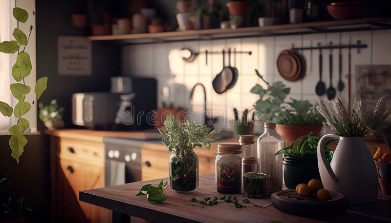 A Lived-in Rustic Kitchen with Natural Light and Fresh Flowers ...