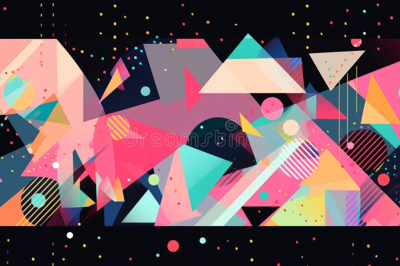 Vibrant Geometric Shapes Dance Harmoniously, Generative AI Stock ...