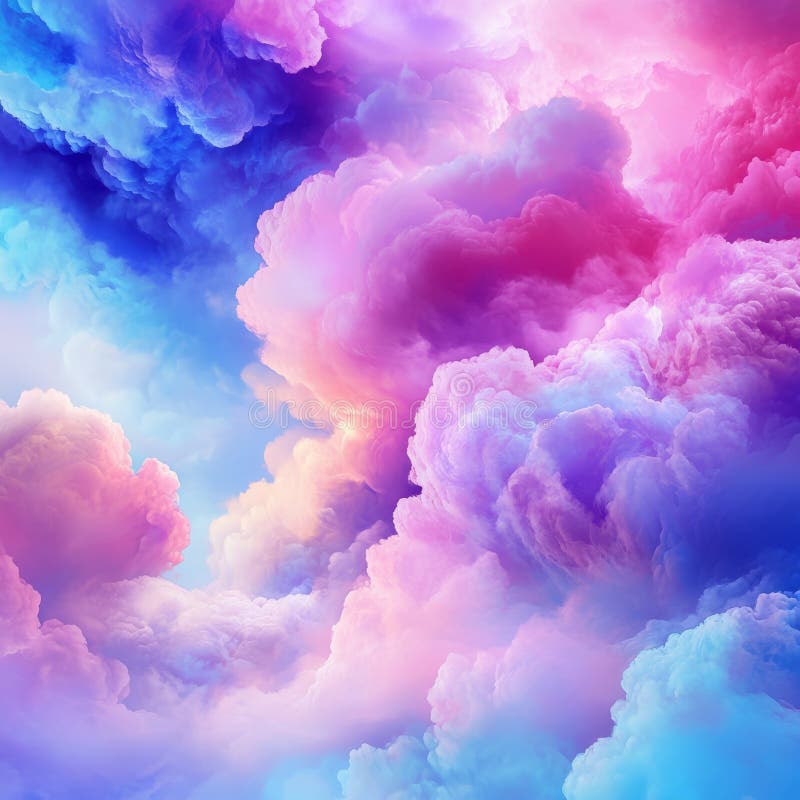 Lively Abstract Cloudscape: Energetic Blue and Pink Clouds in Motion ...