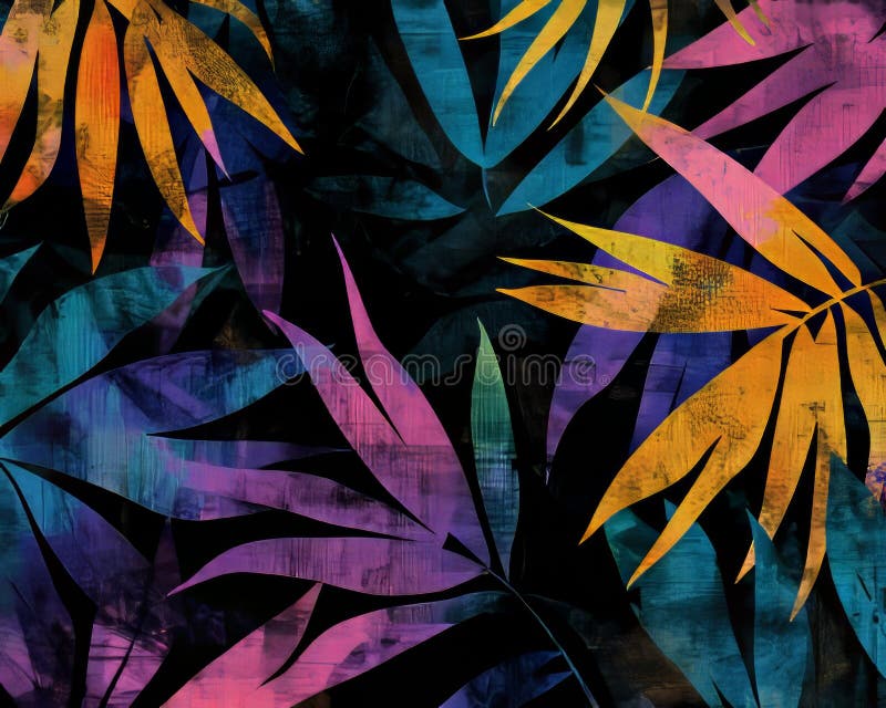 A Lively Abstract Pattern of Colorful Palm Tree Leaves, Suited for a ...