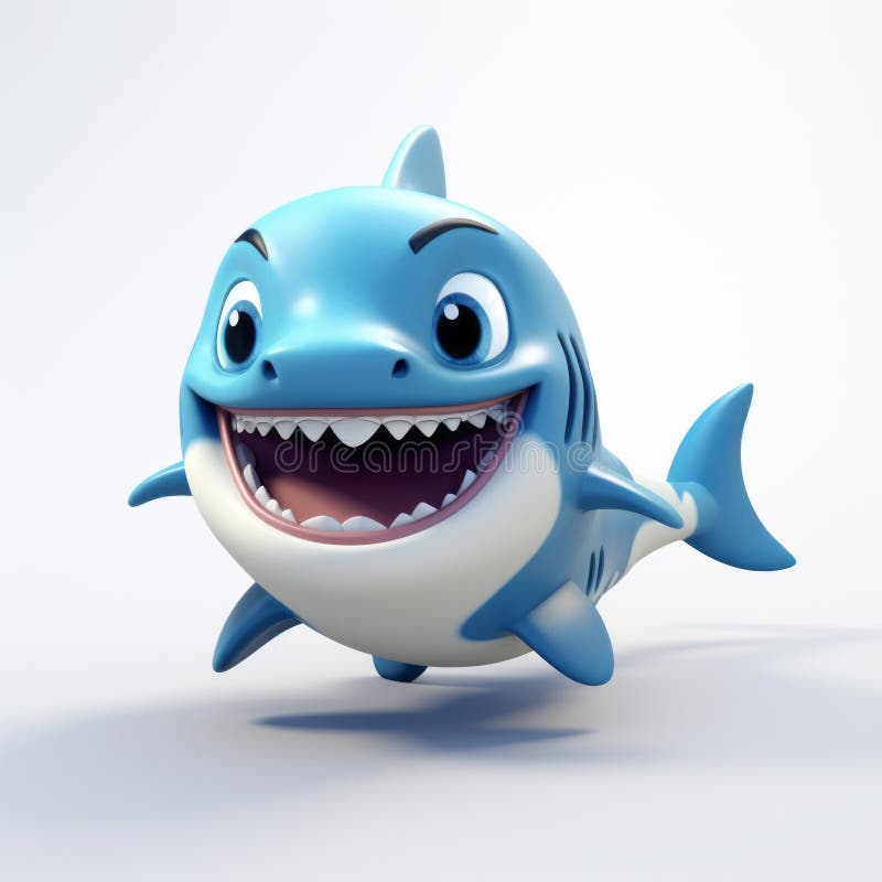 Lively Action Poses of a Cute Blue Shark in Physically Based Rendering ...