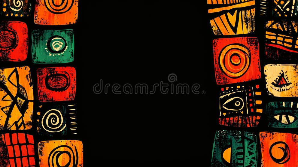 Lively African Pattern Design Featuring a Textured Brown Background for ...