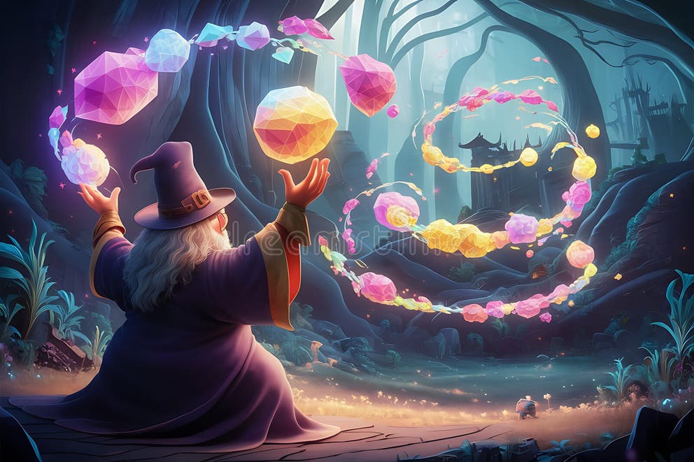 Animated Magician Performing Magic Tricks Stock Illustration ...