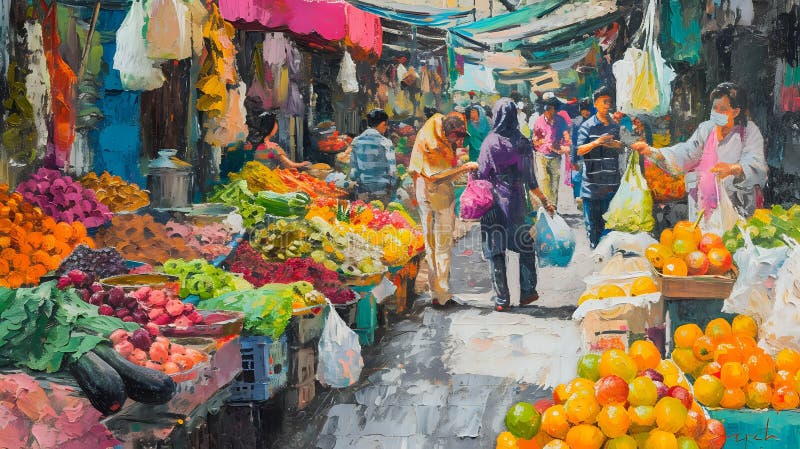 Colorful Bazaar Extravaganza./n Stock Illustration - Illustration of ...