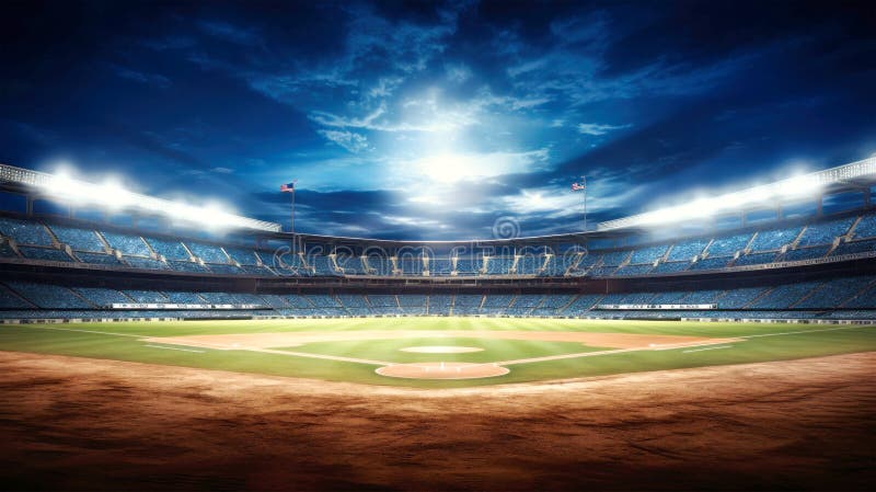 A Lively Baseball Stadium Packed with Enthusiastic Fans Cheering ...