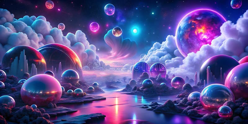 Lively Bubble Patterns on a Multiverse-themed Abstract Background Stock ...