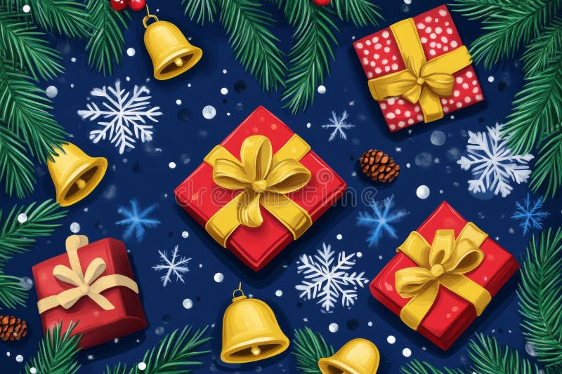 A Lively Christmas Display Featuring Numerous Types of Bells and Boxes ...