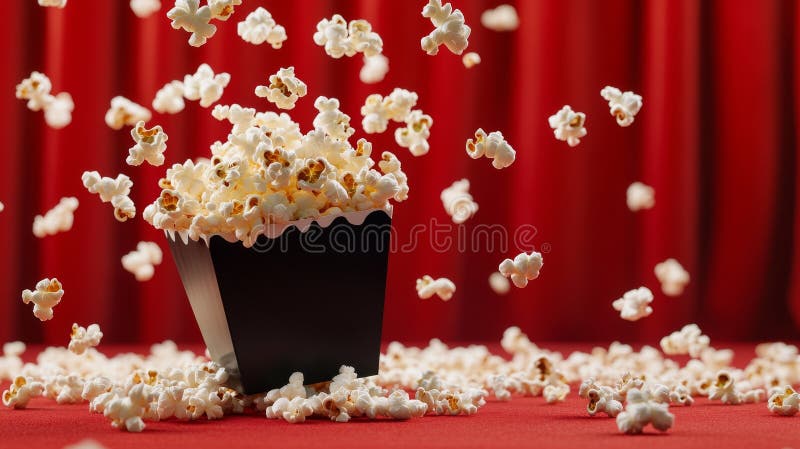 Overflowing Popcorn in Red and White Striped Container Stock Image ...
