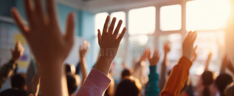 The Lively Classroom with Eager Hands Raised for Participation.AI ...