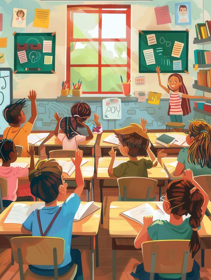 Lively Classroom Engaged Students Participating Learning Activities ...