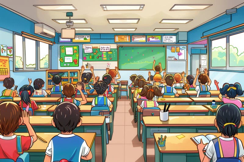 Lively Classroom with Engaged Students Participating in Learning ...