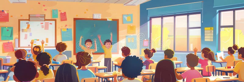 Lively Classroom of Engaged Students Participating in Various Learning ...