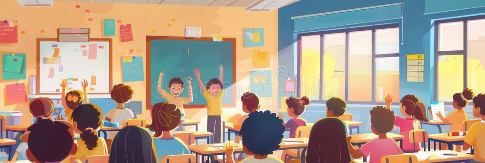 Lively Classroom of Engaged Students Participating in Various Learning ...