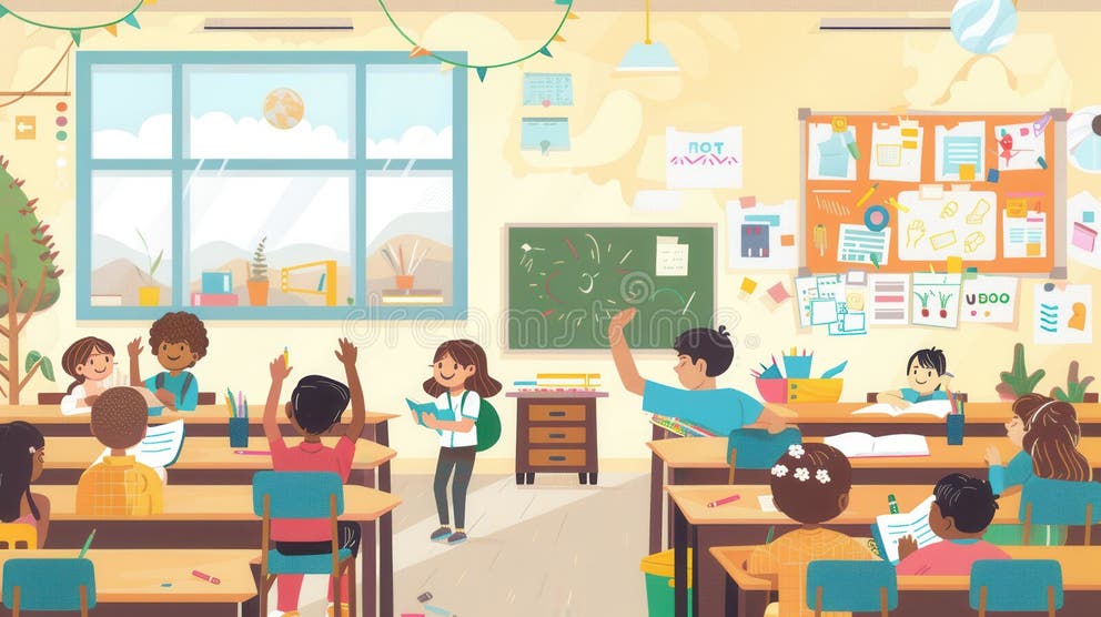 Lively Classroom Environment with Engaged Students Participating in ...