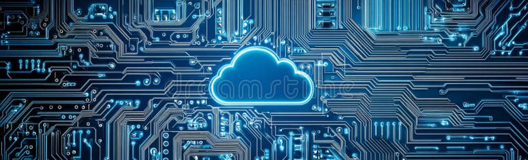 A Lively Cloud Computing Illustration with Streams of Data Converging ...