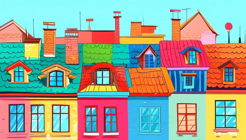 Colorful Rooftops Create a Vibrant Cityscape Showcasing Architectural ...