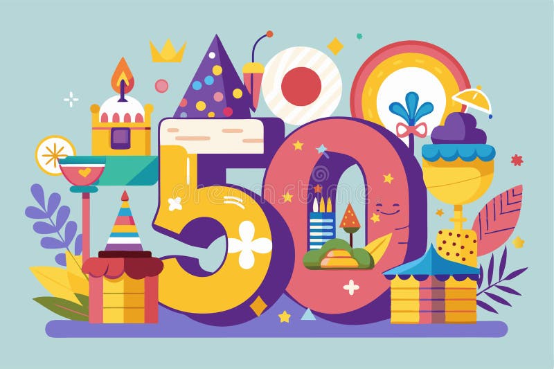 A Lively and Colorful Design Featuring Various Party Elements for a ...