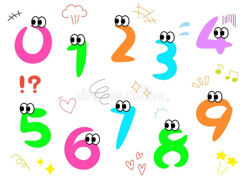Lively and Colorful Number Characters. Stock Illustration ...