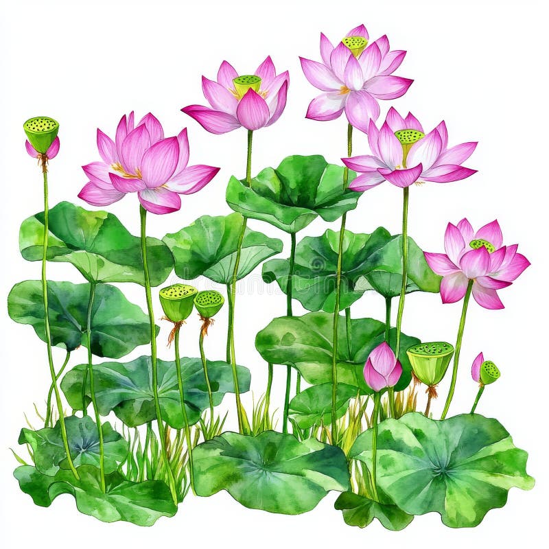 Lively and Colorful Plant Drawing Featuring Rounded Leaves Stock Photo ...