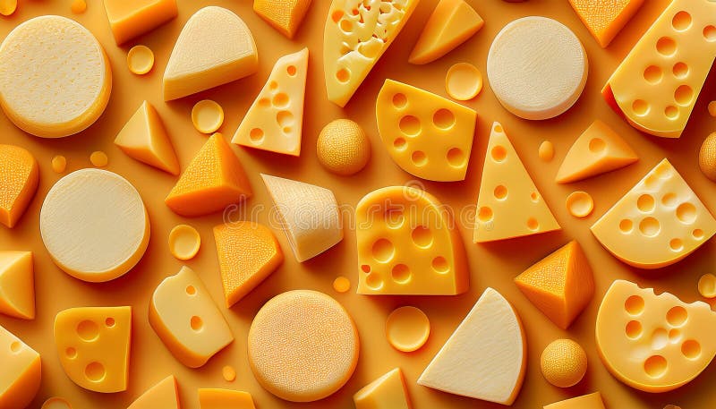 A Playful Cheese Pattern Showcases Abstract Cheese Shapes on a Vibrant ...