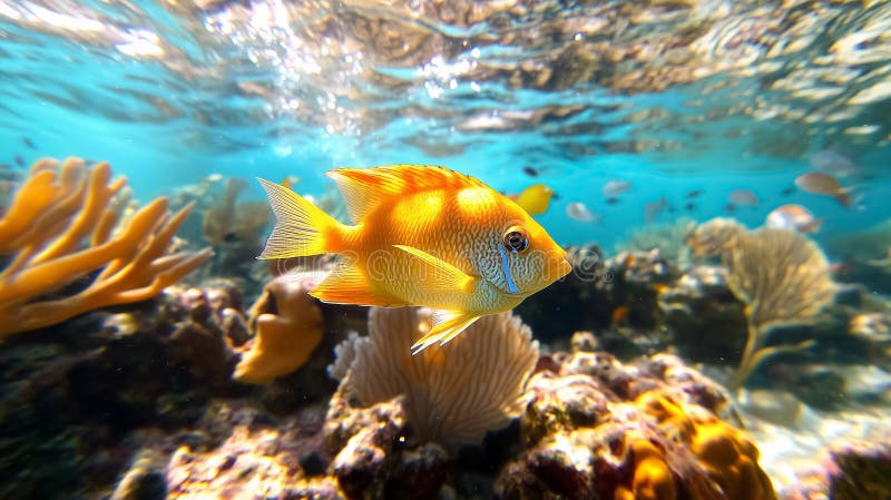 A Lively Coral Reef Filled with an Array of Colorful Fish Gracefully ...