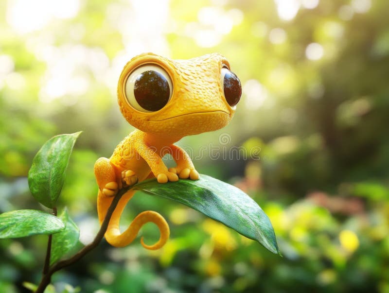 A Lively 3D Animation Featuring an Inquisitive Chameleon in a Dense ...