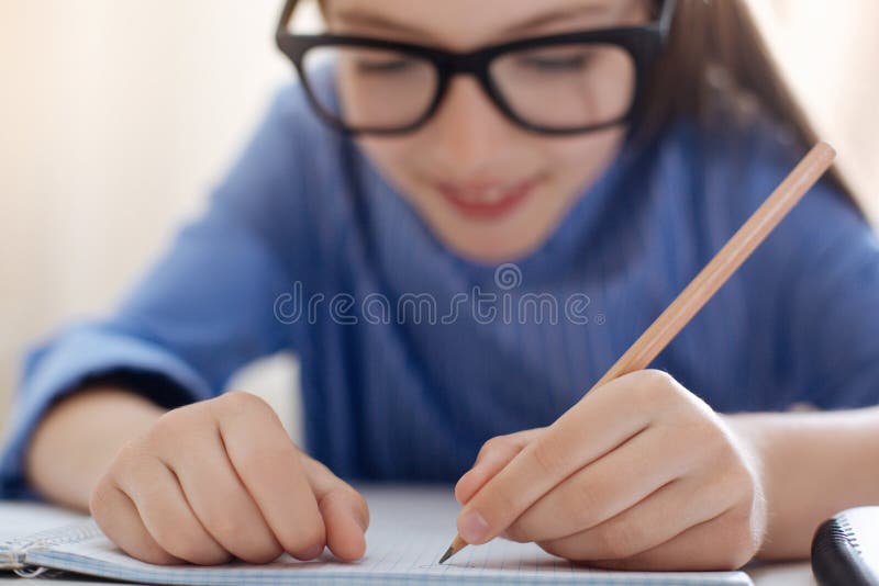 Lively Dedicated Student Making Notes Stock Image - Image of learning ...