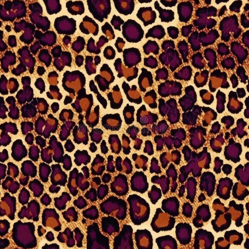 A Lively, Dense Leopard Print with Bold Purple Spots and a Textured ...