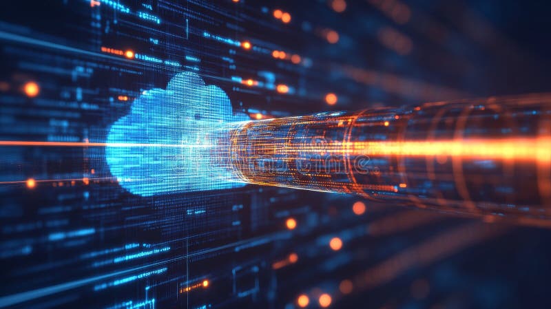 A Lively Digital Illustration of Cloud Technology Representing Data ...